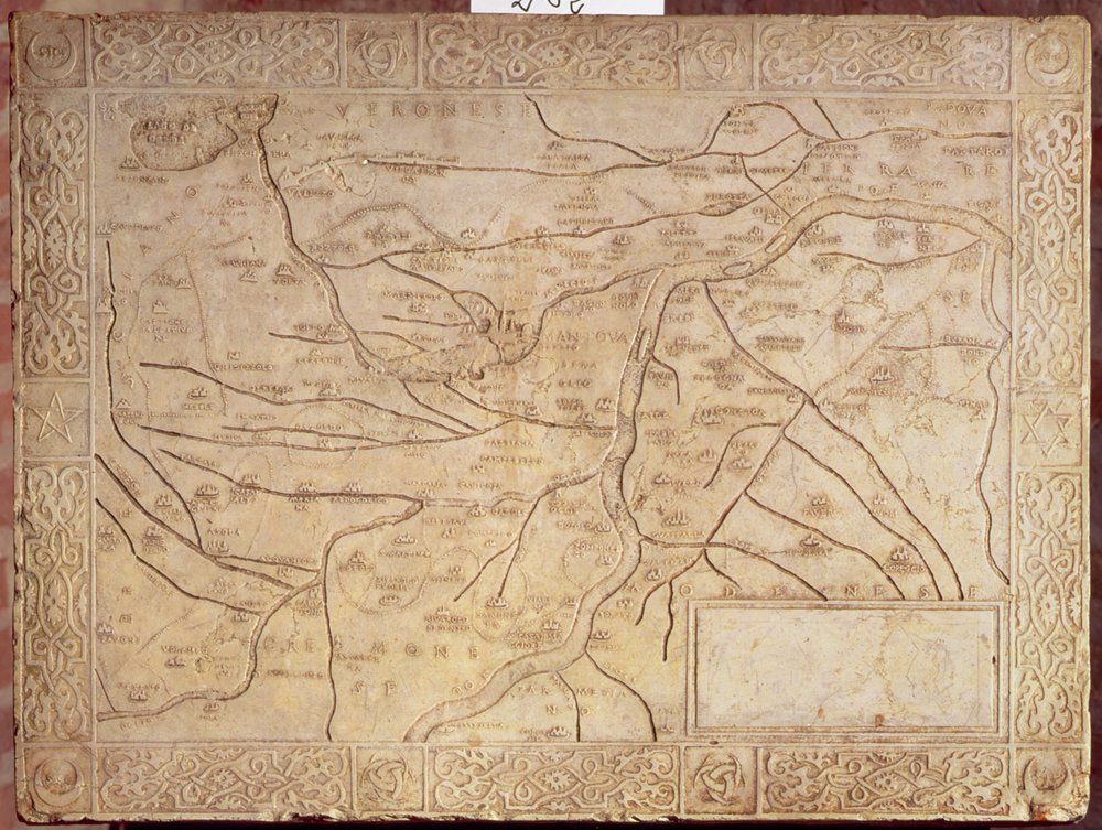 Map of the Mantuan territory, carved in low relief