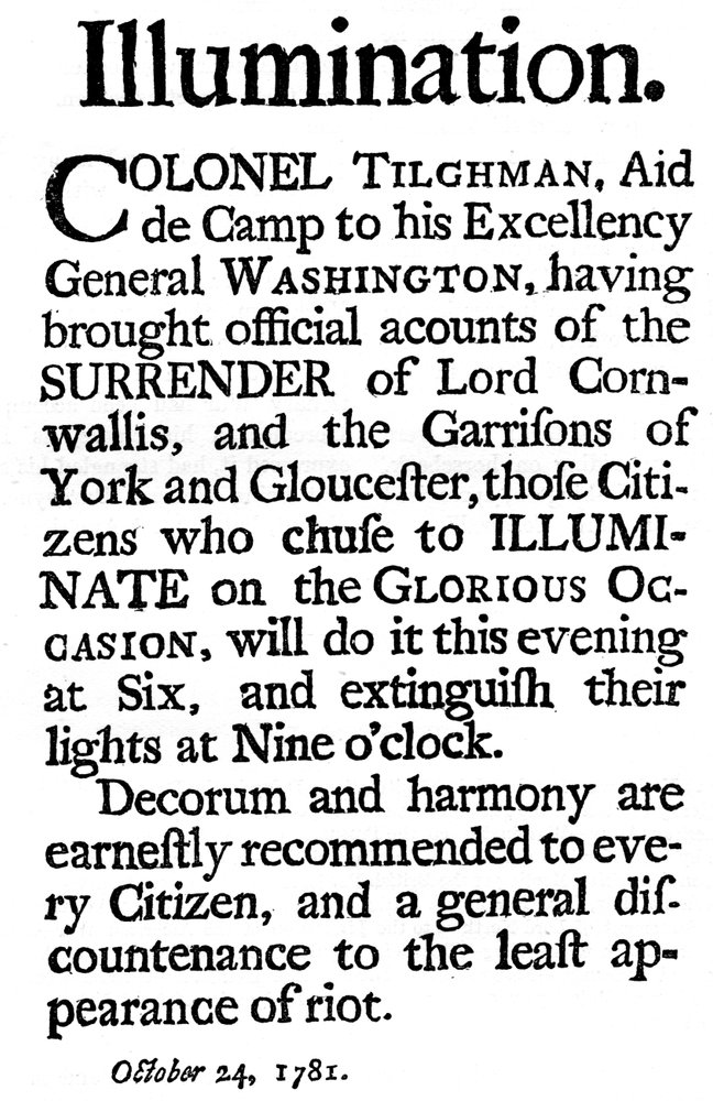 Proclamation of Illuminations Commemorating the Surrender of General ...