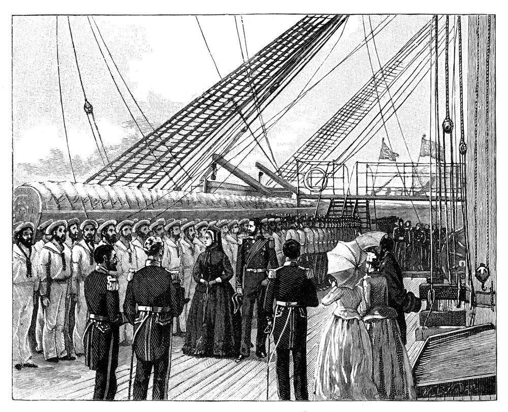 Queen Victoria inspecting HMS Galatea, Osborne Bay