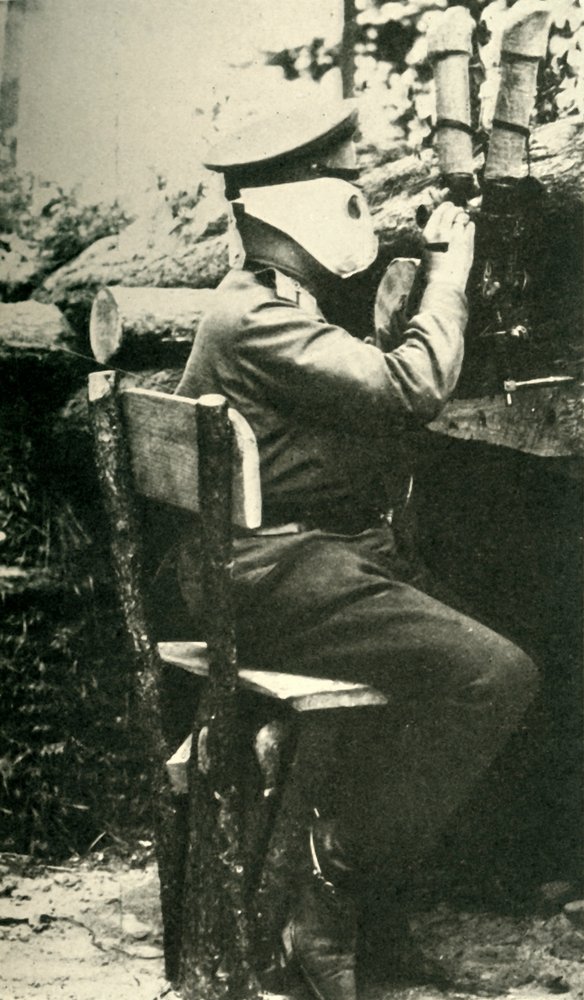 Russian Soldier Using a Periscope Rifle, First World War