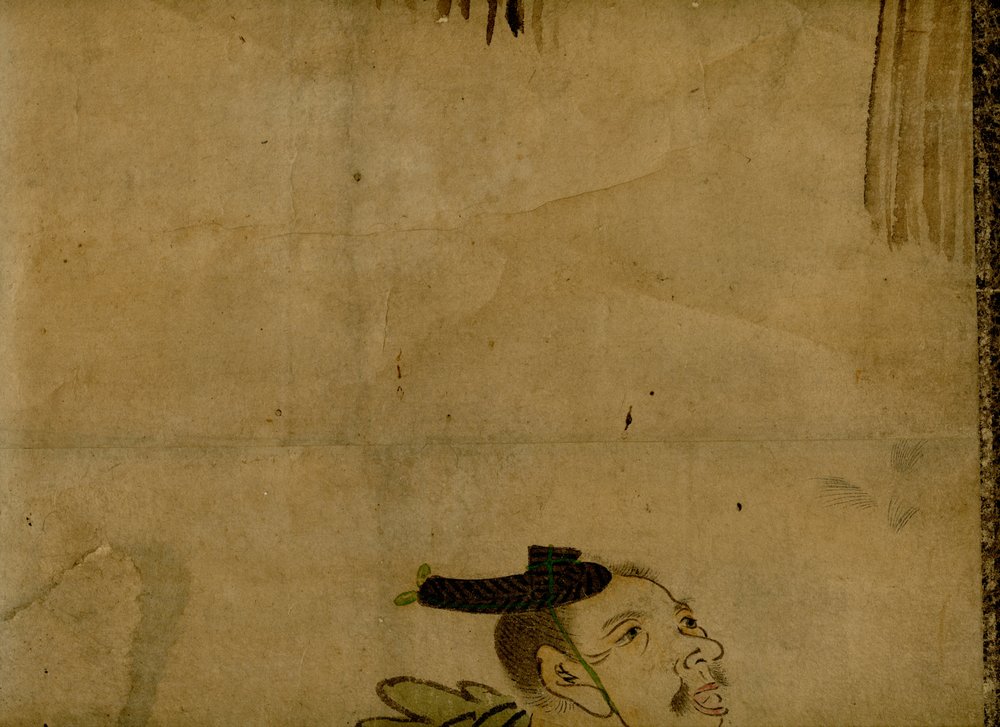 Scroll-Mounted Painting Depicting a Traditional Japanese 2-Man Comedy ...