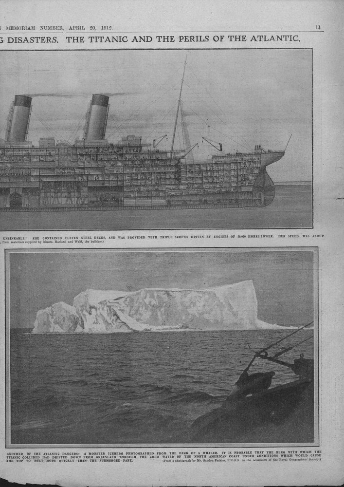 Sectional Diagram of the Titanic and Iceberg, April 20, 1912