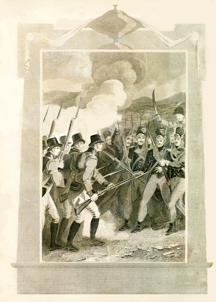 The British Attacking French Lines with Bayonets in the Battle of Maida