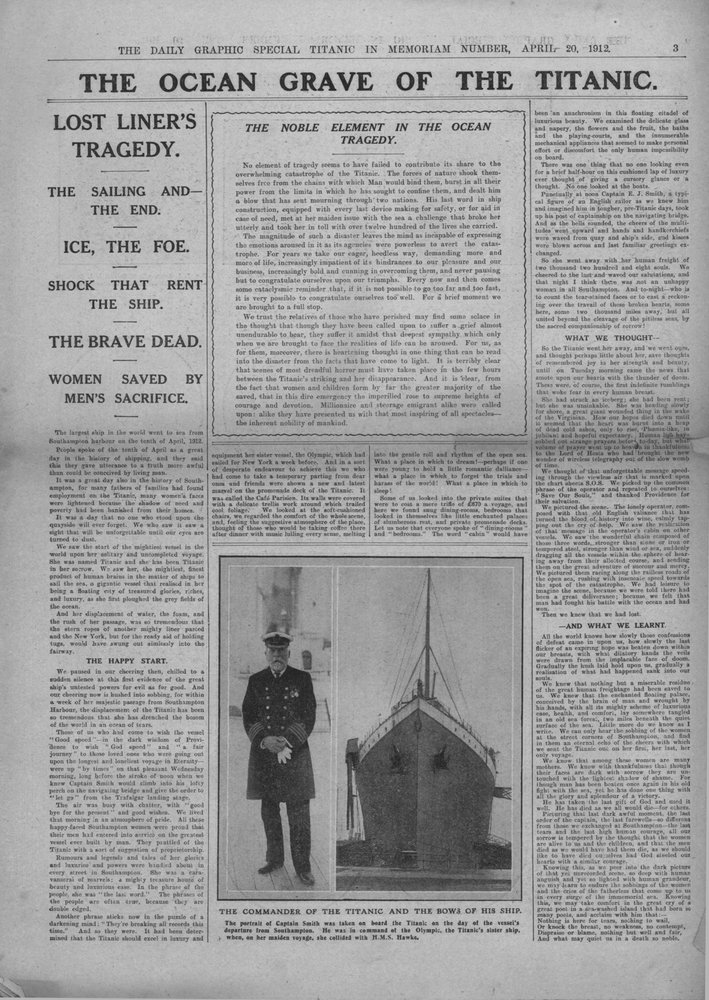 The Ocean Grave of the Titanic, and photograph of Captain Edward Smith
