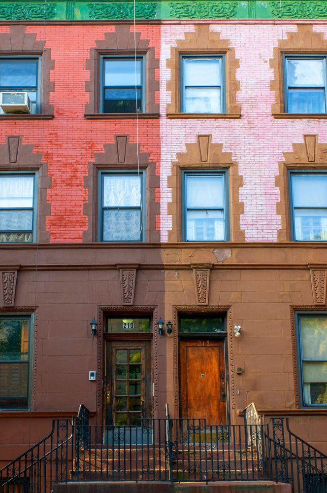 Harlem street shops and buildings, New York City, 2021