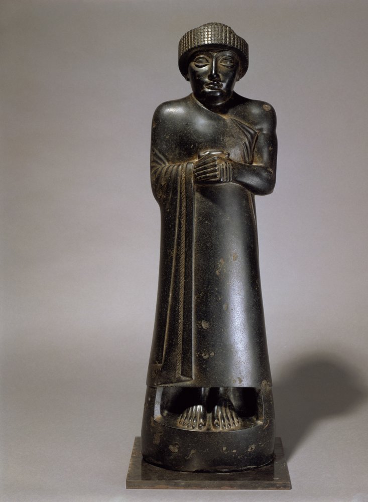 Statue of Gudea, Prince of Lagash, Neo-Sumerian, from Telloh, Ancient ...