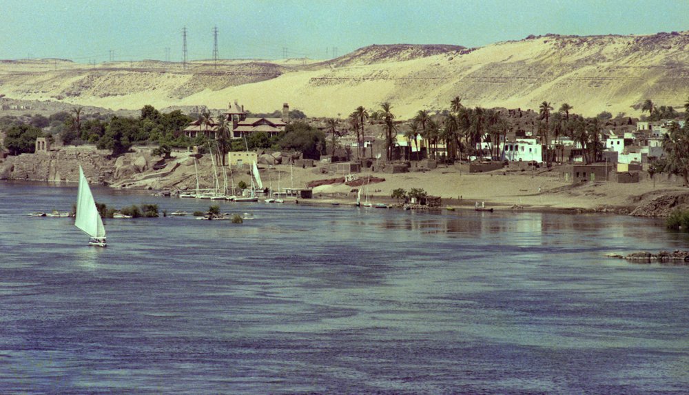 View On The Nile With Faluka Boat Egypt, c.1979
