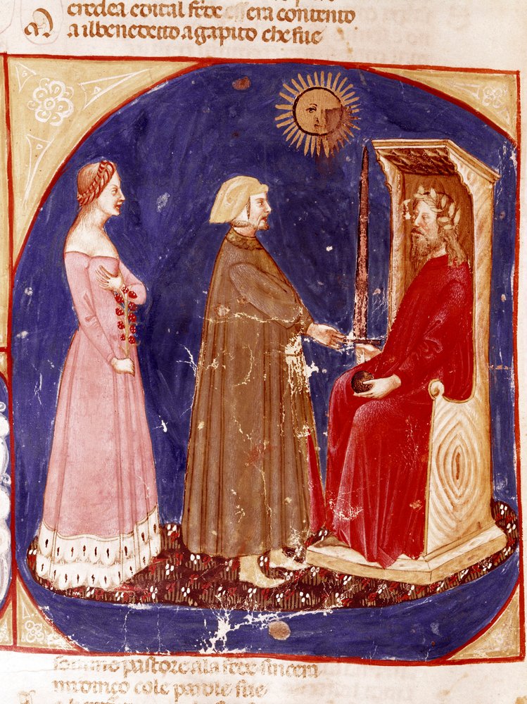 Second heaven: Dante and Beatrice face the Roman Emperor Justinian in ...