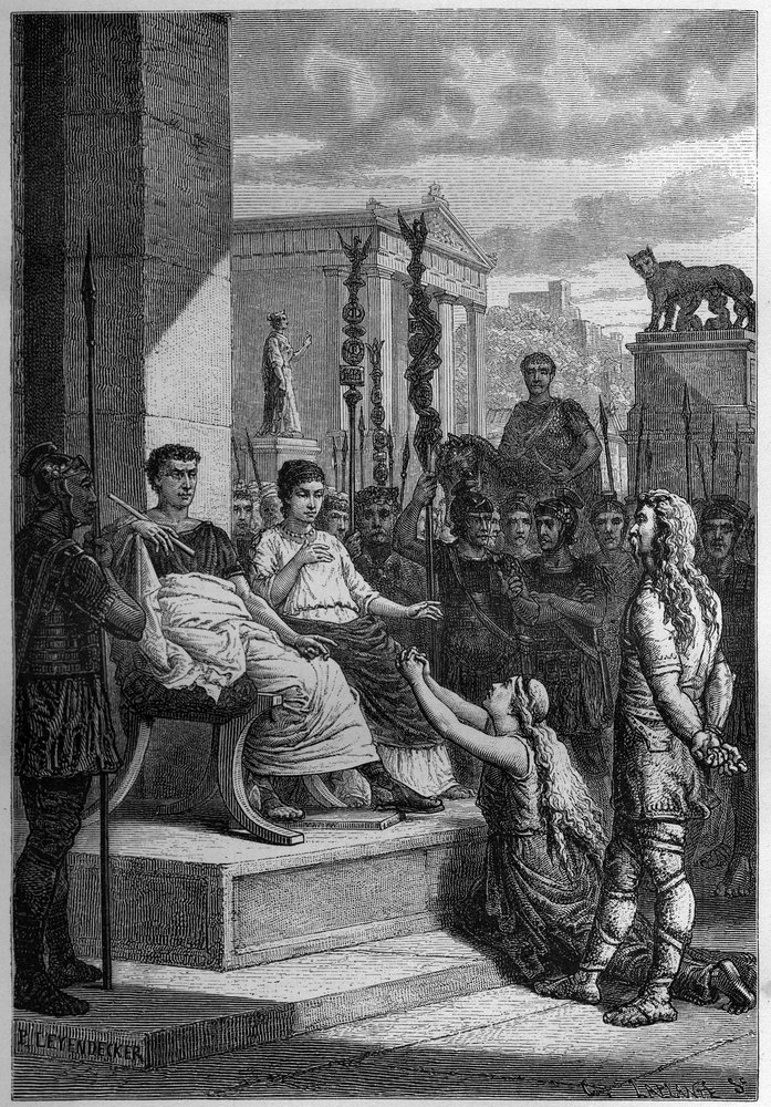 Captivity of Caratacus with his family addresses the Roman Emperor ...