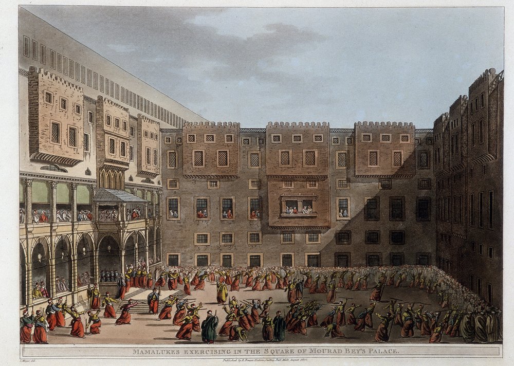 Mamluks practicing in the courtyard of the Palace Mourad Bey - in ...