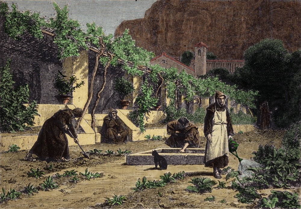 Monastery's vegetable garden: monks growing vegetables in their garden ...