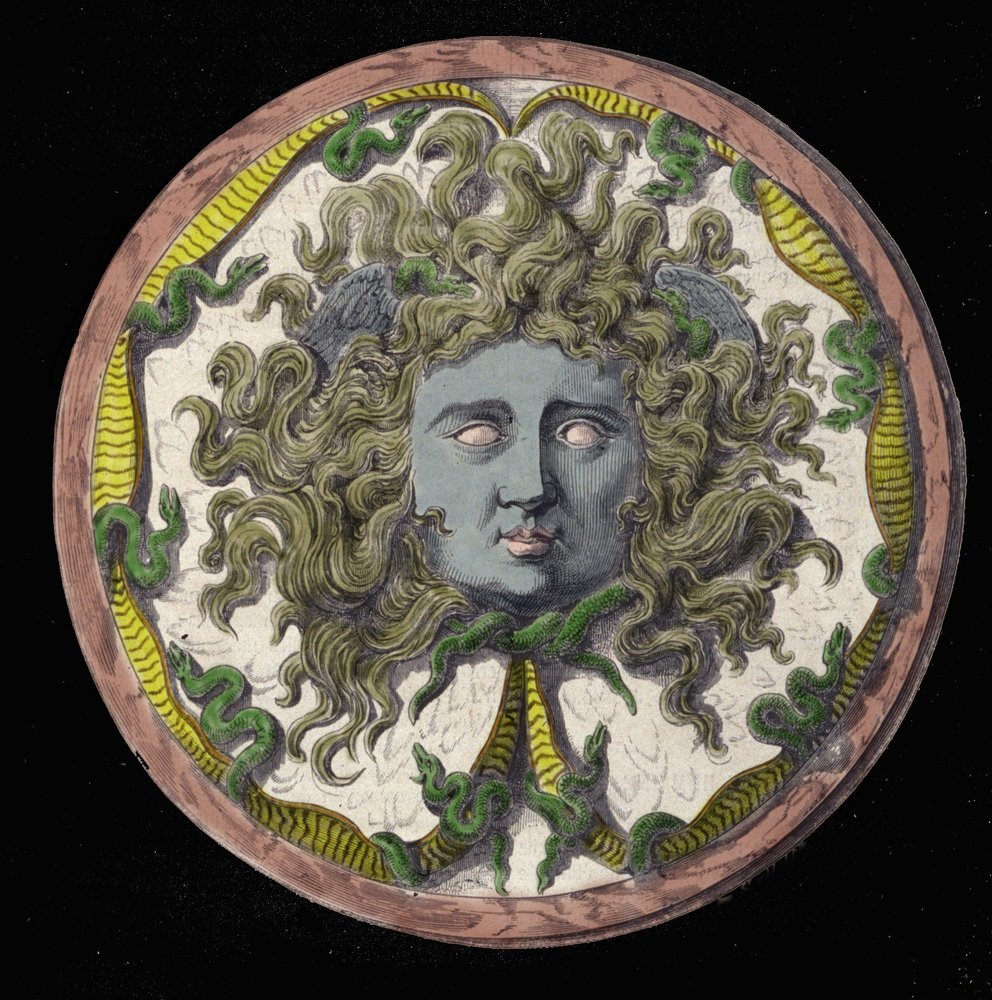 Mythology: representation of the Medusa, one of the three Gorgons