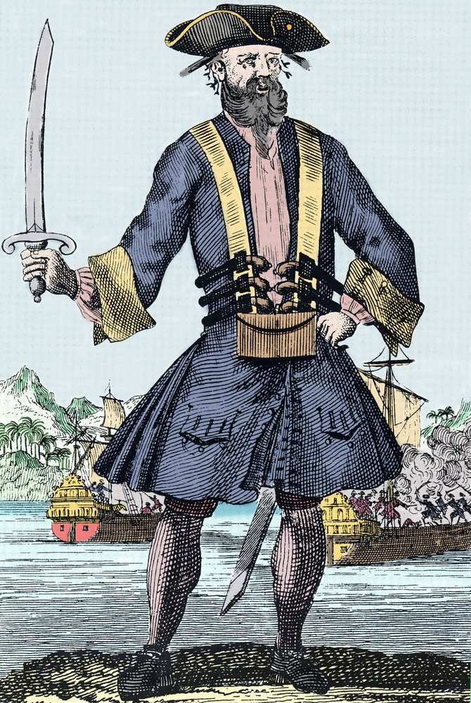 Portrait of the pirate Edward Teach known as Blackbeard