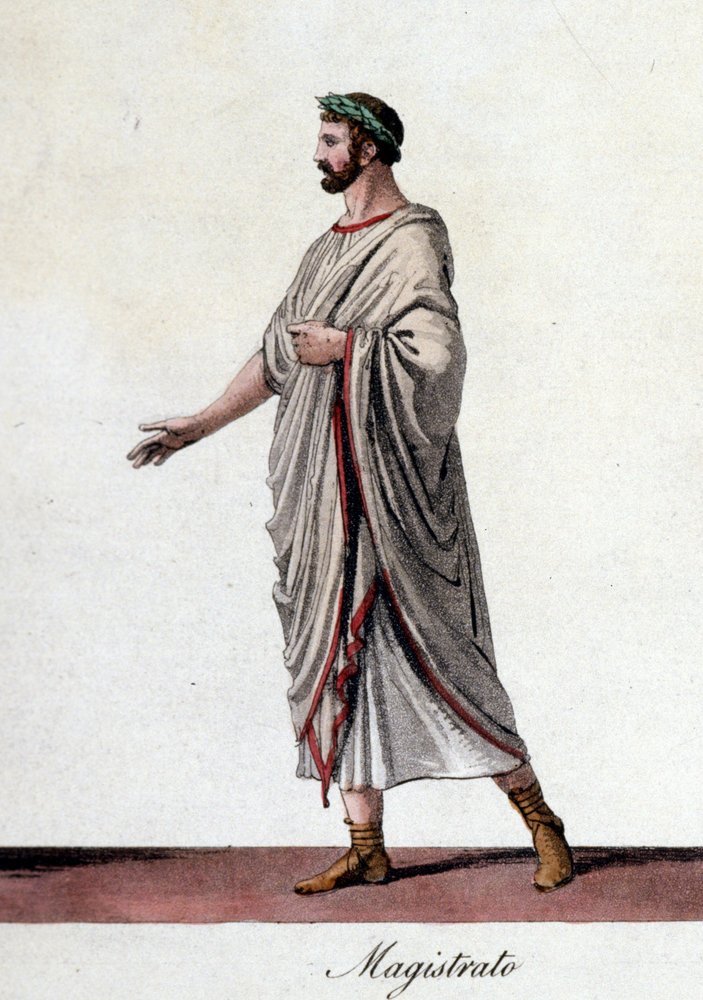 Representation of a Roman Magistrate. Engraving from the Beginning of ...