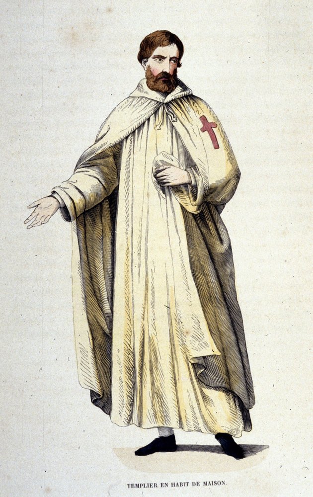 Templar in house dress (engraving 19th century)