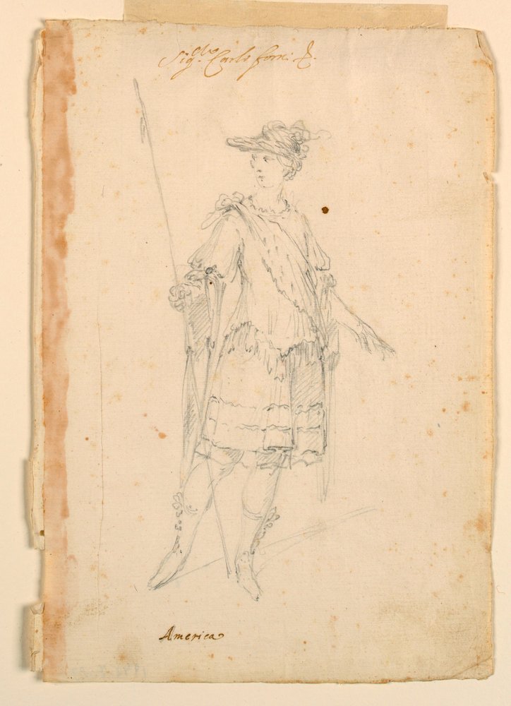Costume Design: America for a Ballet, ca. 1720