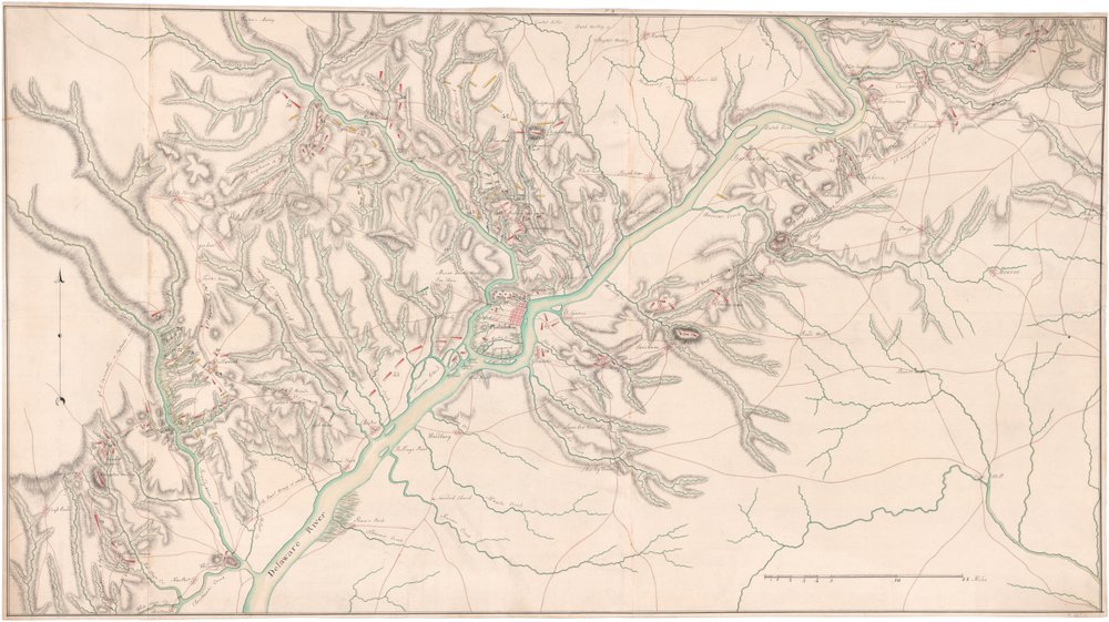 A Map showing Middle Atlantic Colonies: Army Positions