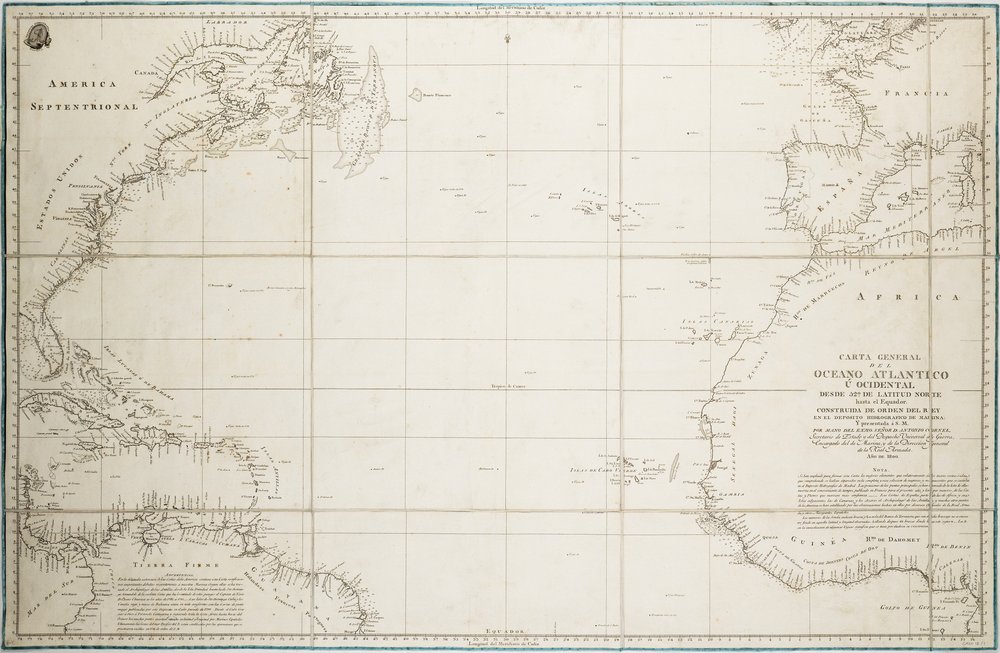 A general chart of the Atlantic Ocean north of the Equator