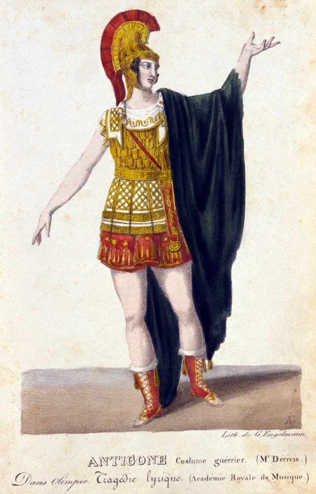 Antigone warrior costume. 18th century engraving