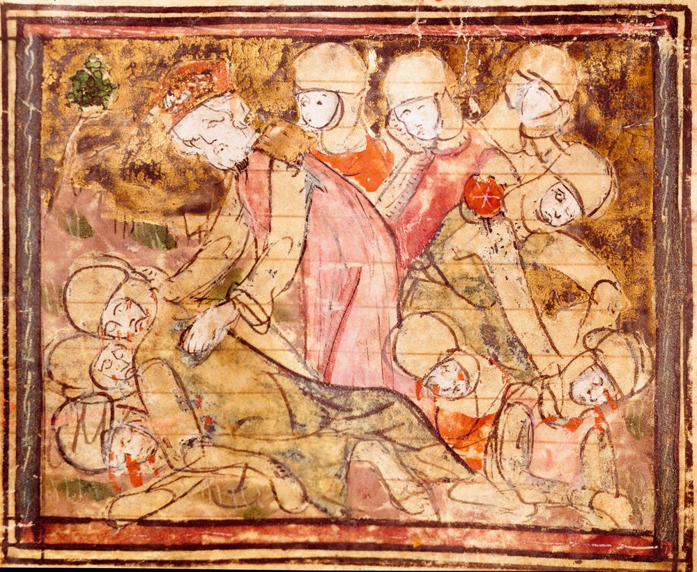 Charlemagne (742-814) Finds the Body of His Nephew Roland Who Died at ...