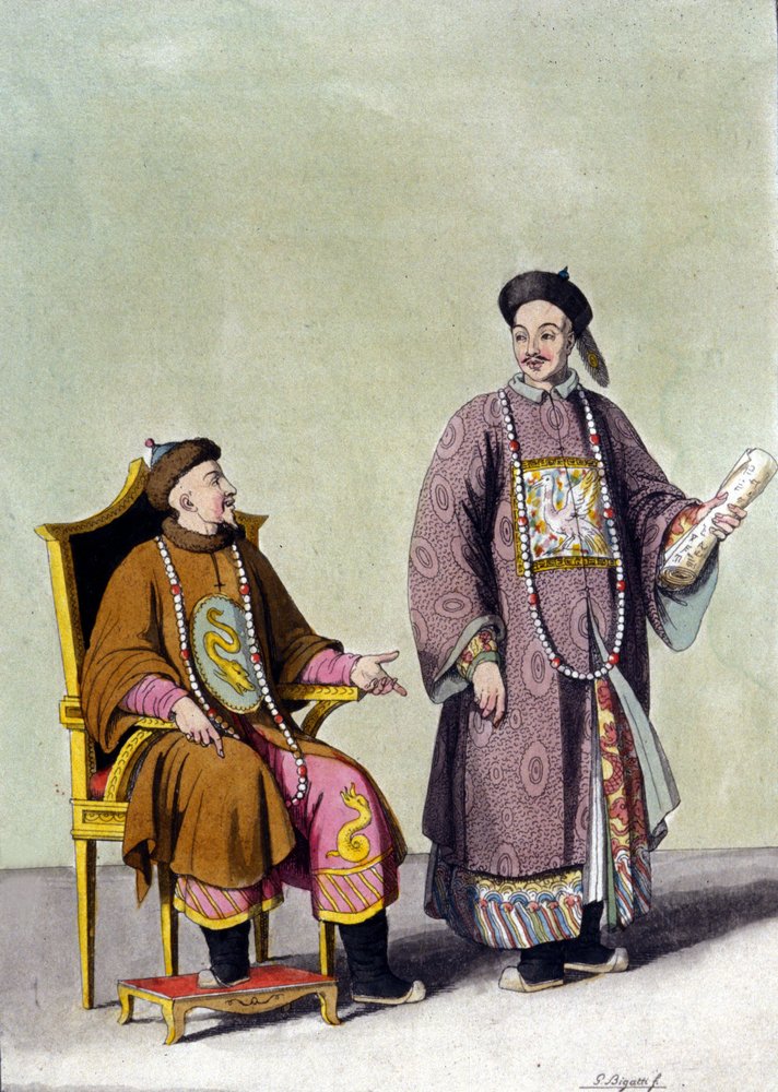 Chinese Tartar Emperor with his Mandarin - in 'Le costume ancien et ...