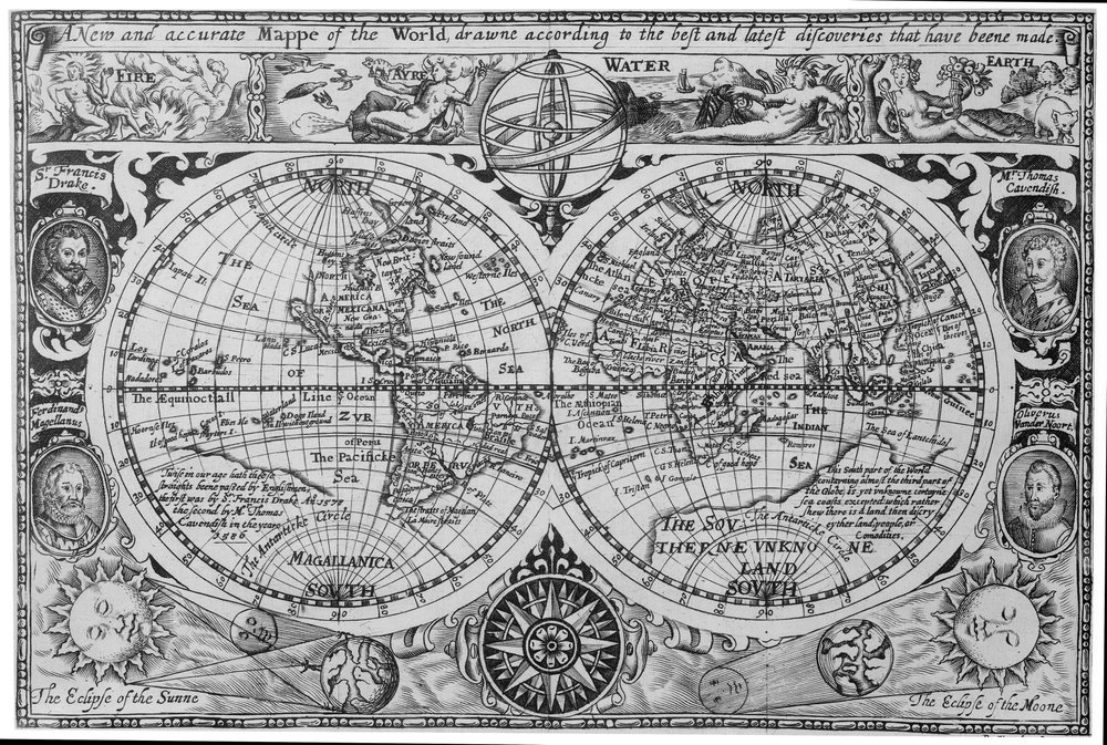 Early 17th Century Map of the World, After Mercator, with Inset ...