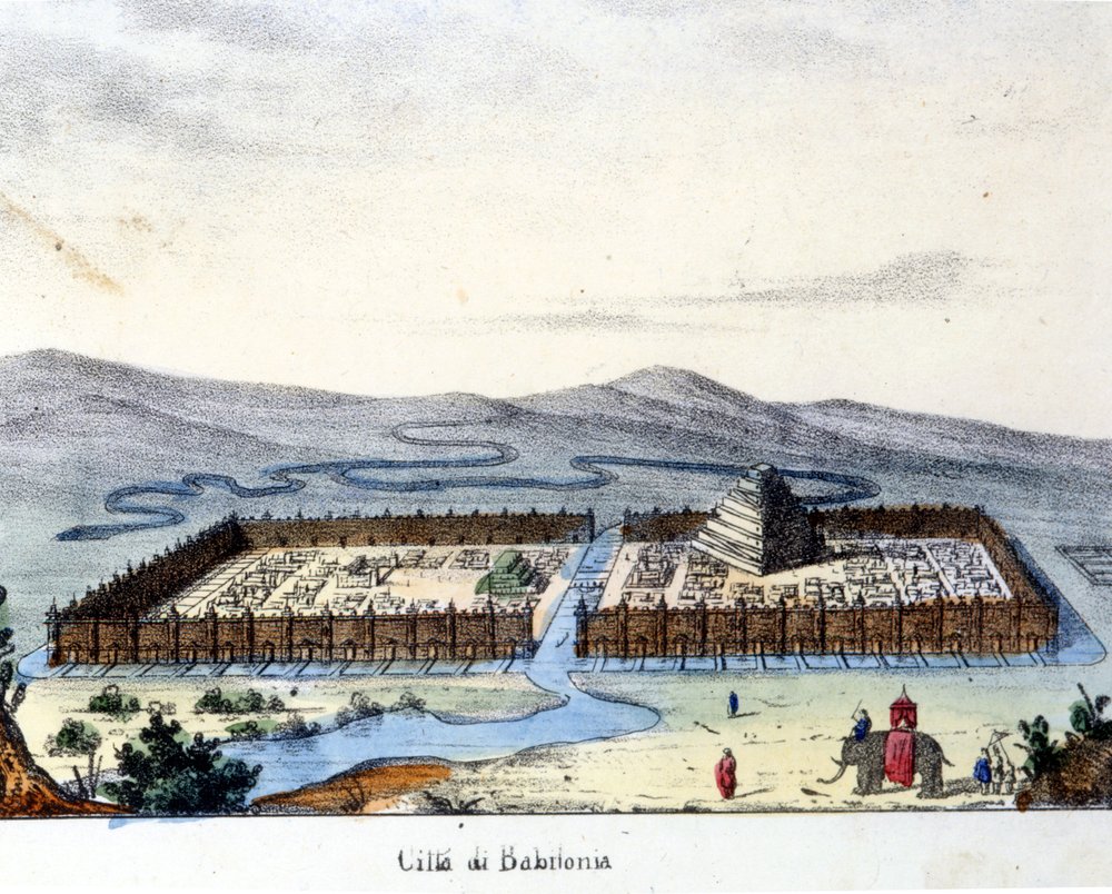 View of Ancient Babylon: in the Center the Temple and the Hanging Gardens