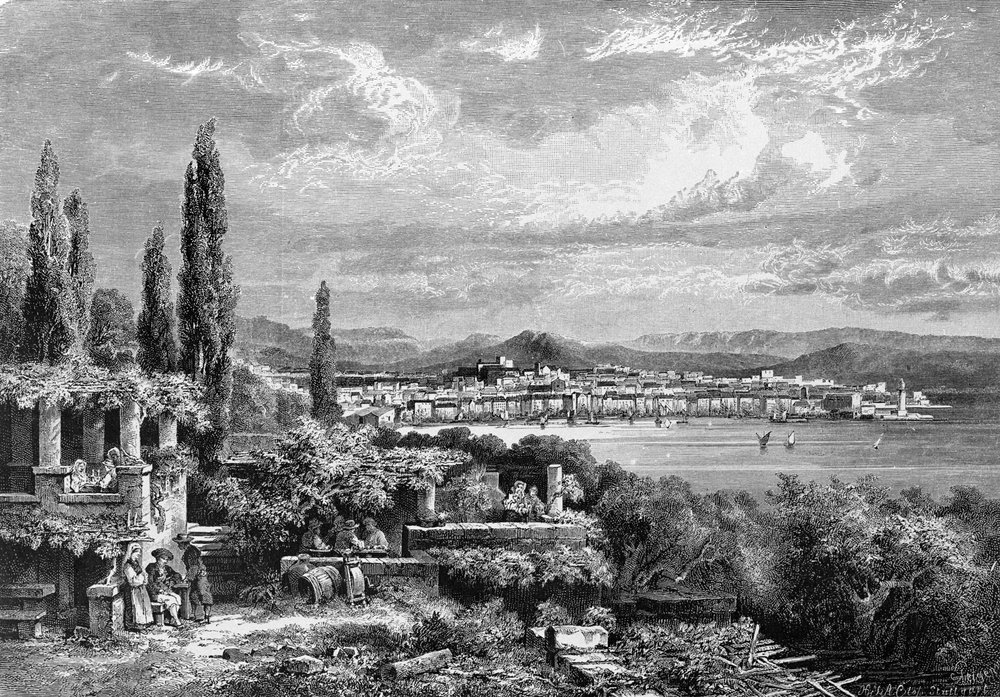 View of the city of Trieste (in the Austrian period), engraving from 1885