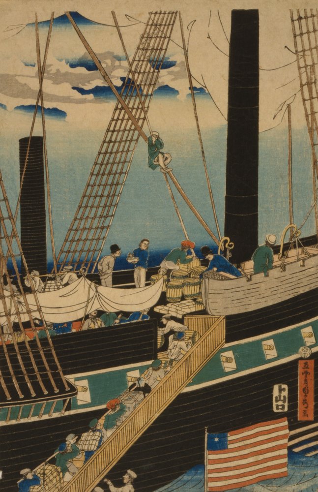 Western Traders Loading Cargo in Yokohama, 1861