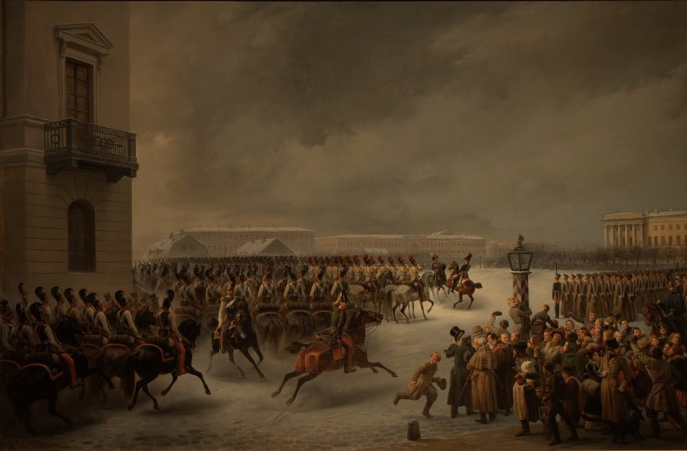 The Decembrist revolt at the Senate Square on December 14, 1825