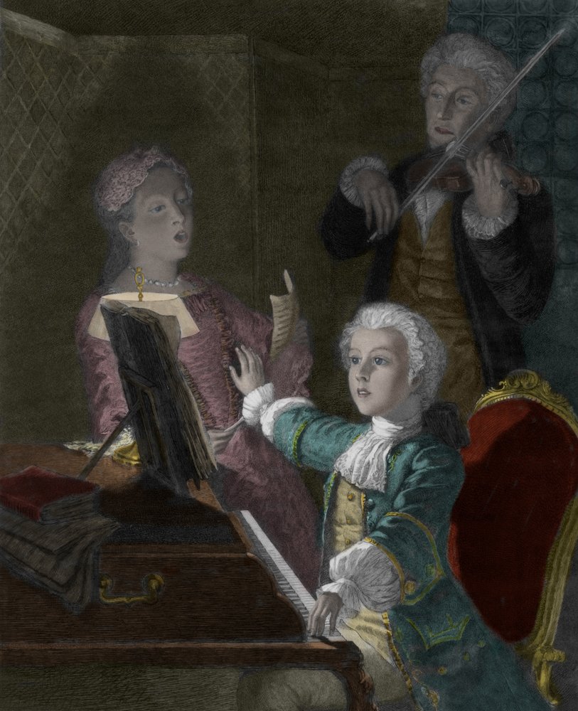 Wolfgang Amadeus Mozart with his Father, Leopold and Sister, Marie-Anne