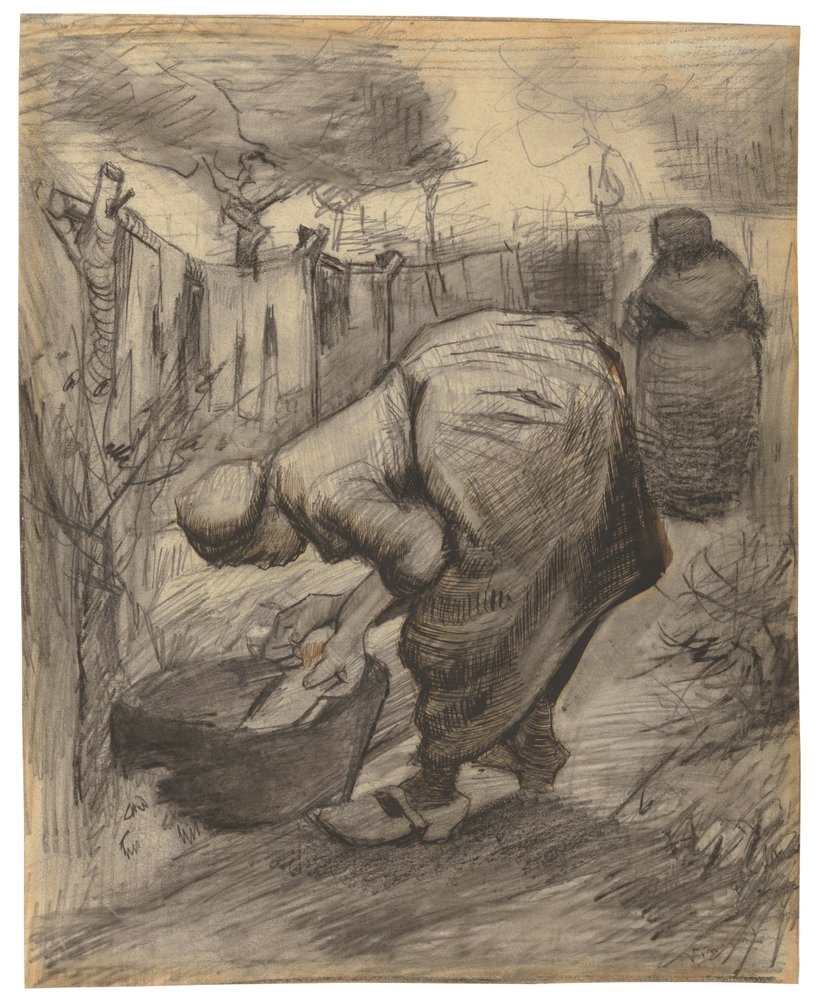 Peasant with Wash Basin in a Garden by Vincent van Gogh