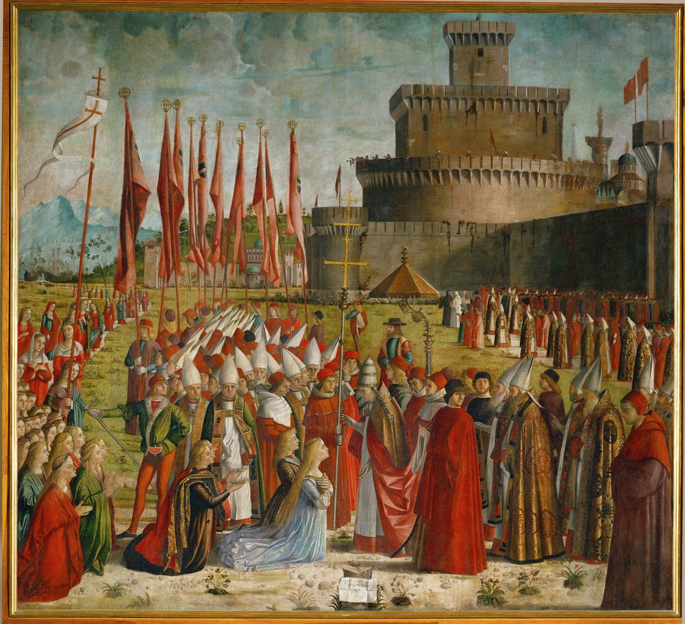 The Pilgrims Meet Pope Cyriac Before the Walls of Rome