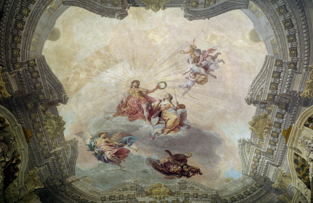 Apollo crowning painting by Vittorio Maria Bigari