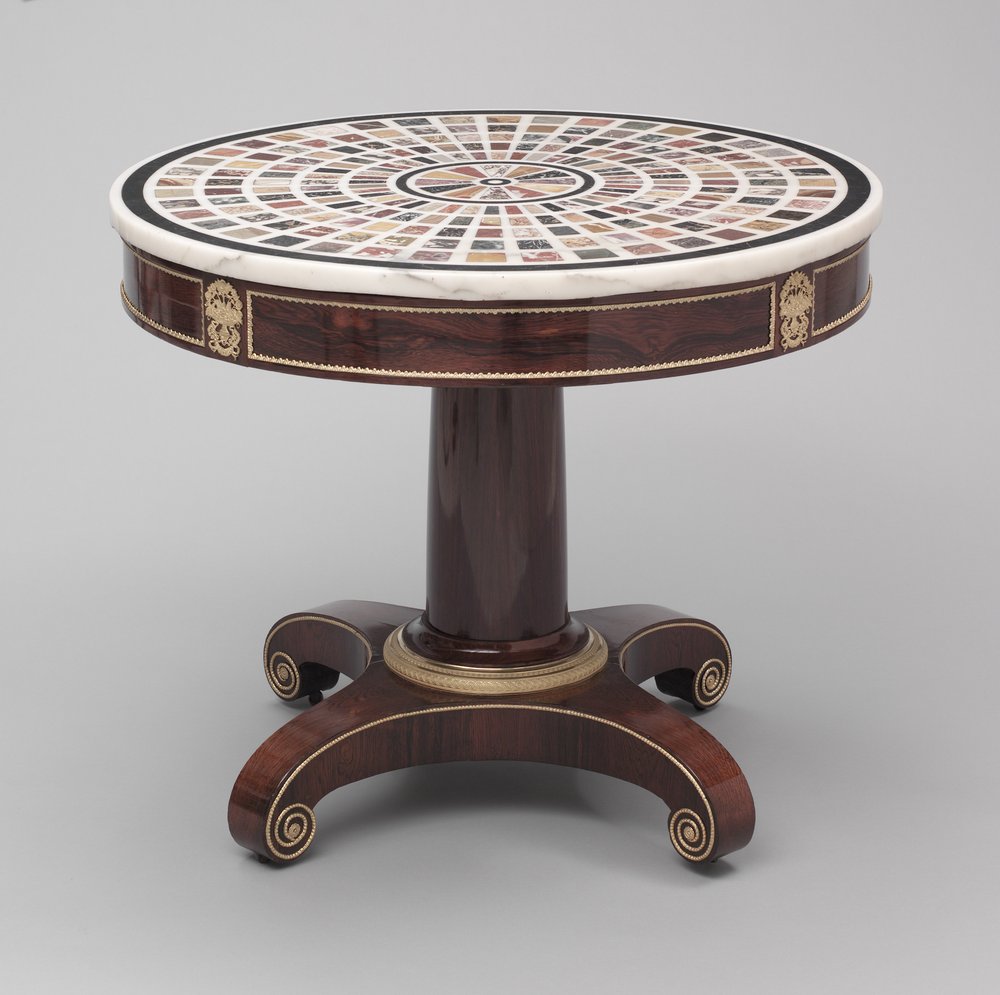 Neo-Classical Table with specimen marble top by Voss Voss