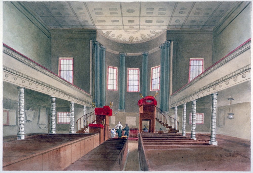 Interior view of St Pancras New Church, London, 1855
