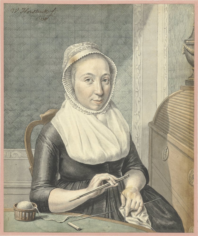 Portrait of a Lady with Knitting by Warner Horstink
