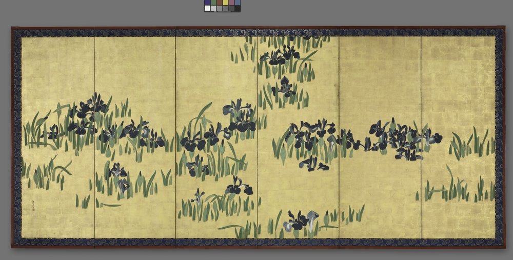Irises, One of a Pair of Six-Fold Screens by Watanabe Shiko