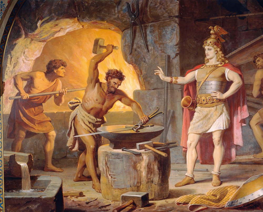 Sigurd goes to the dwarf Mime, from the Sigurd Saga, Lower Hall, c.1882-83