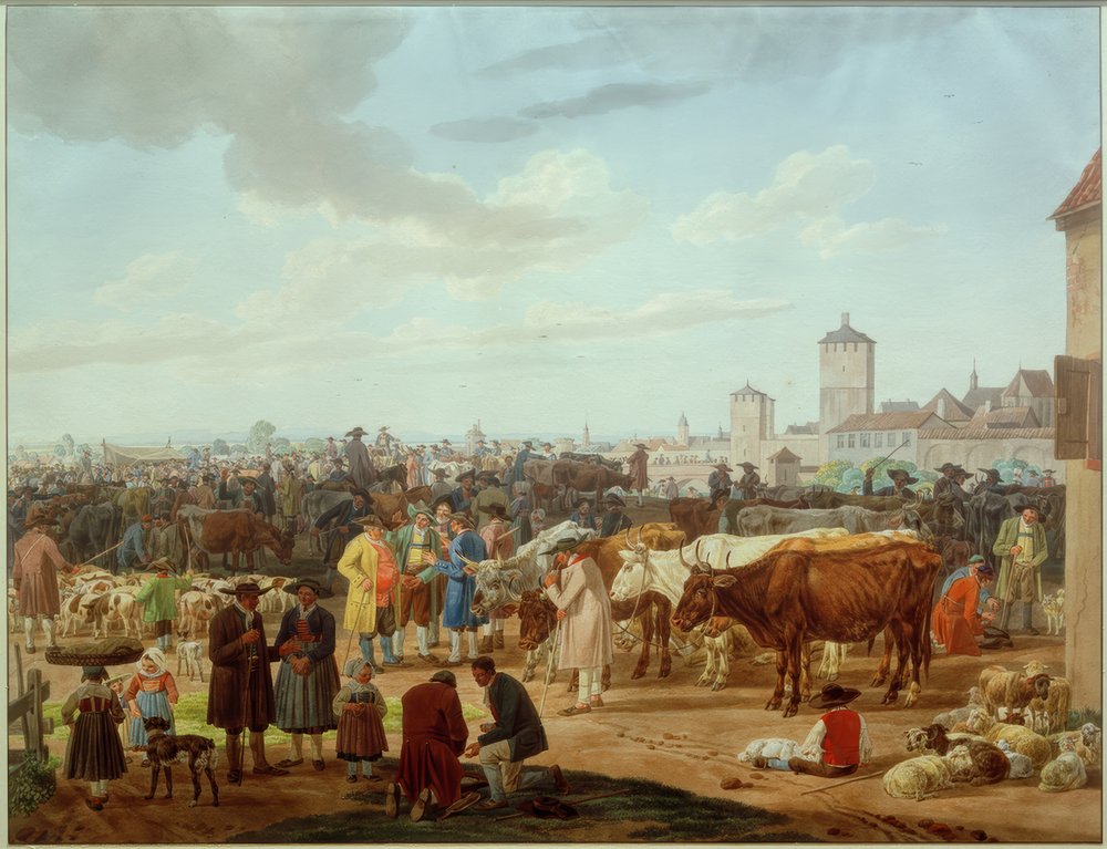 Cattle Market on the Outskirts of a City
