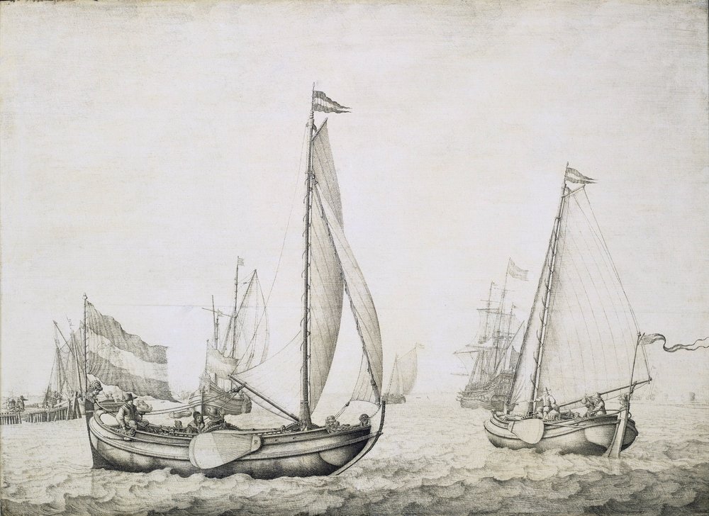 Two Dutch ships at the start, probably in the port of Amsterdam ...
