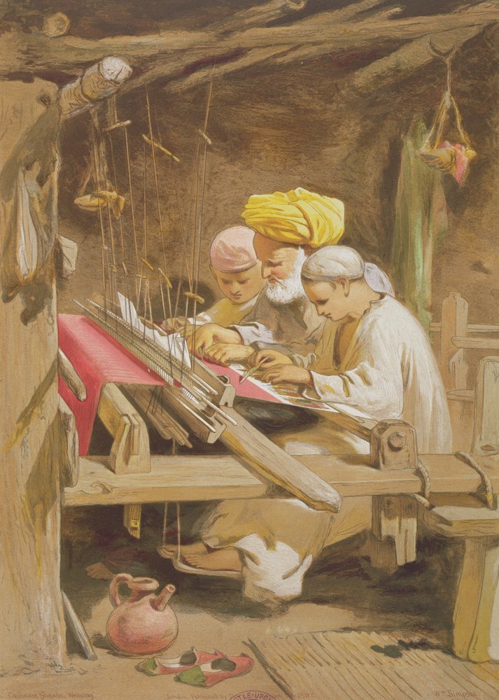 Cashmere Shawls: Weaving, 1863 by William Crimea Simpson