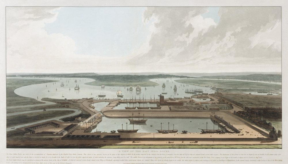 A View of the East India Docks by William Daniell