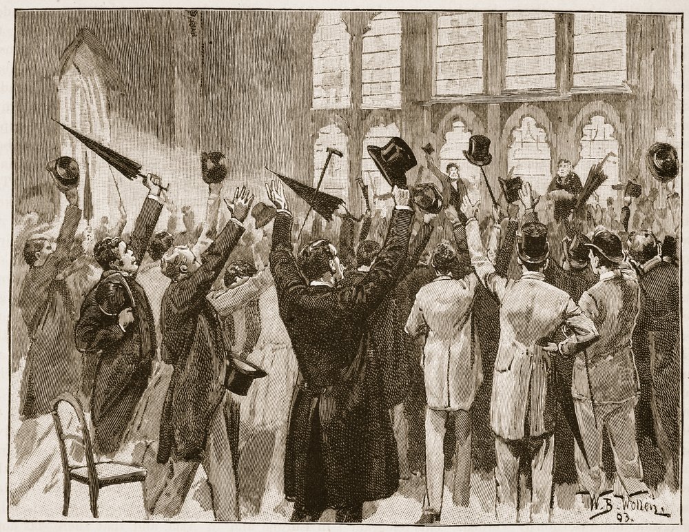 Meeting of Jingoes in Guildhall, London, 1878, Illustration from ...