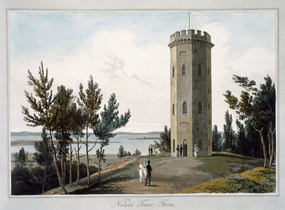 Nelson's Tower, Forres, Moray, Scotland by William Daniell