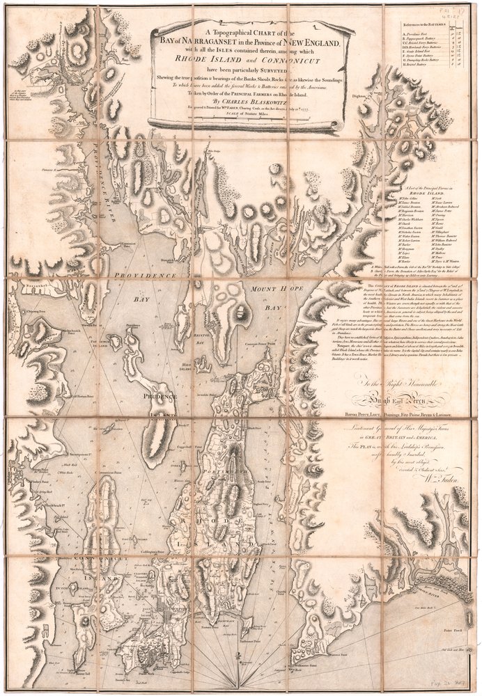 A Topographical Chart of Rhode Island by William Faden