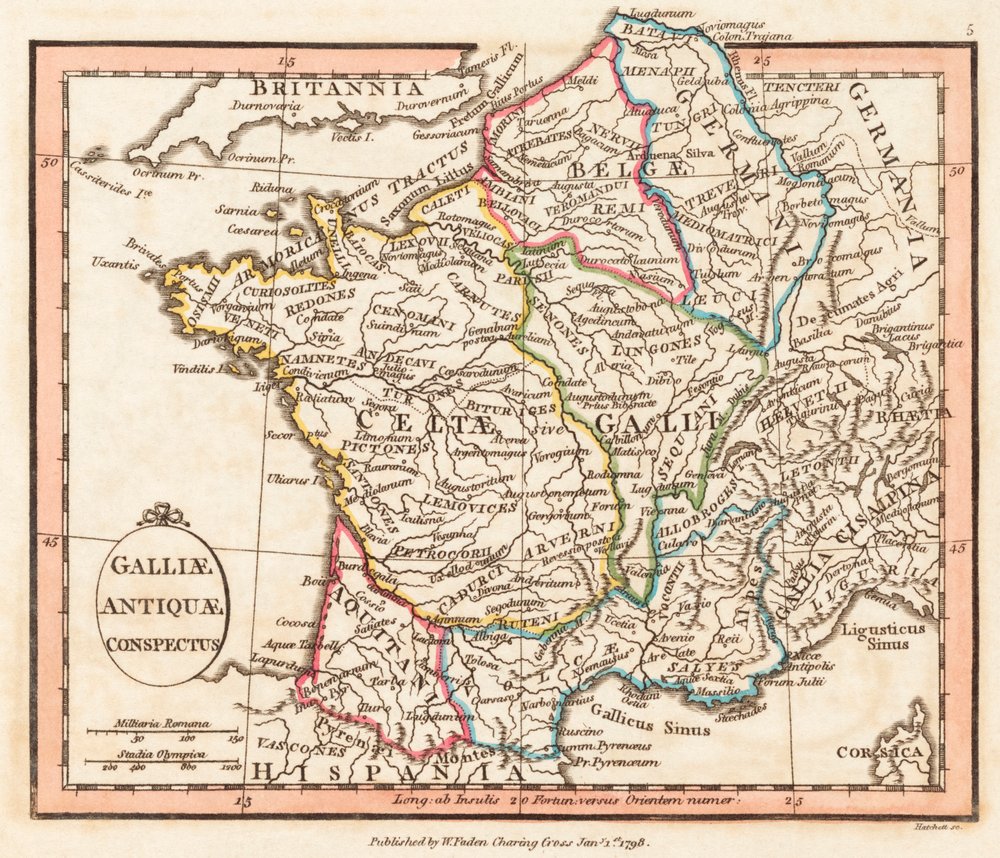 Ancient Gaul Map by William Faden: Buy fine art print