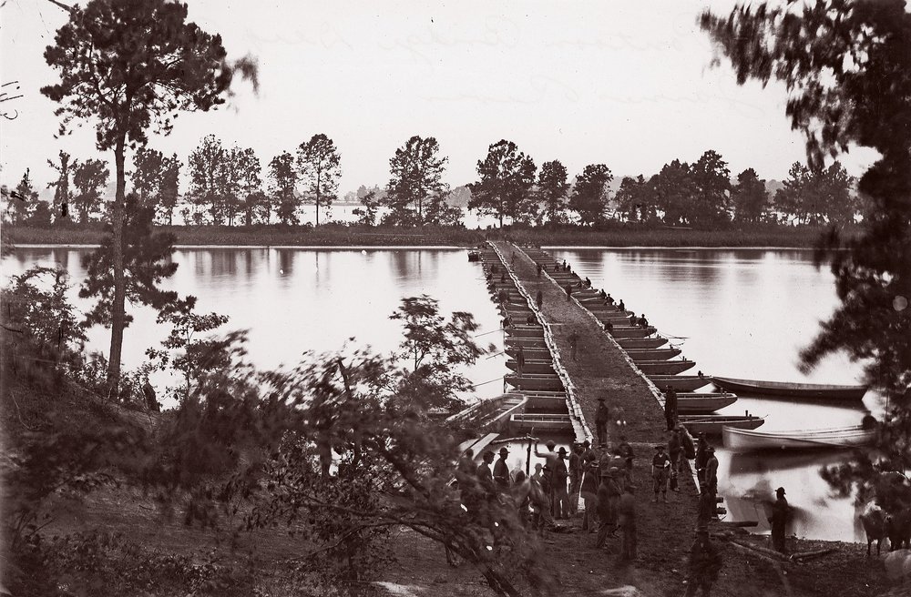 Pontoon Bridge Across James River, ca. 1864
