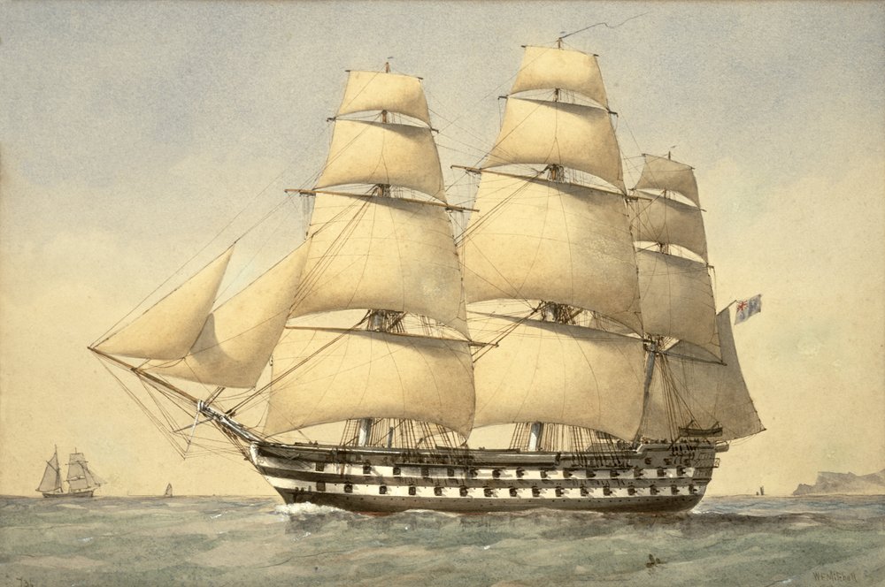 HMS Bellerophon off the Coast by William Frederick Mitchell