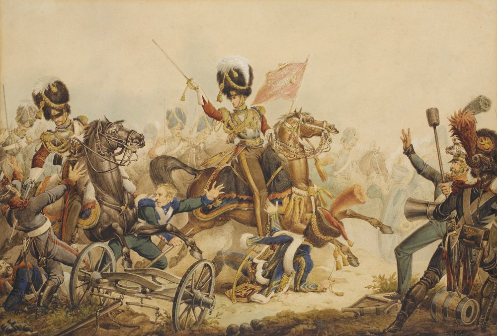 1st Life Guards Charging French Artillery at the Battle of Waterloo in ...